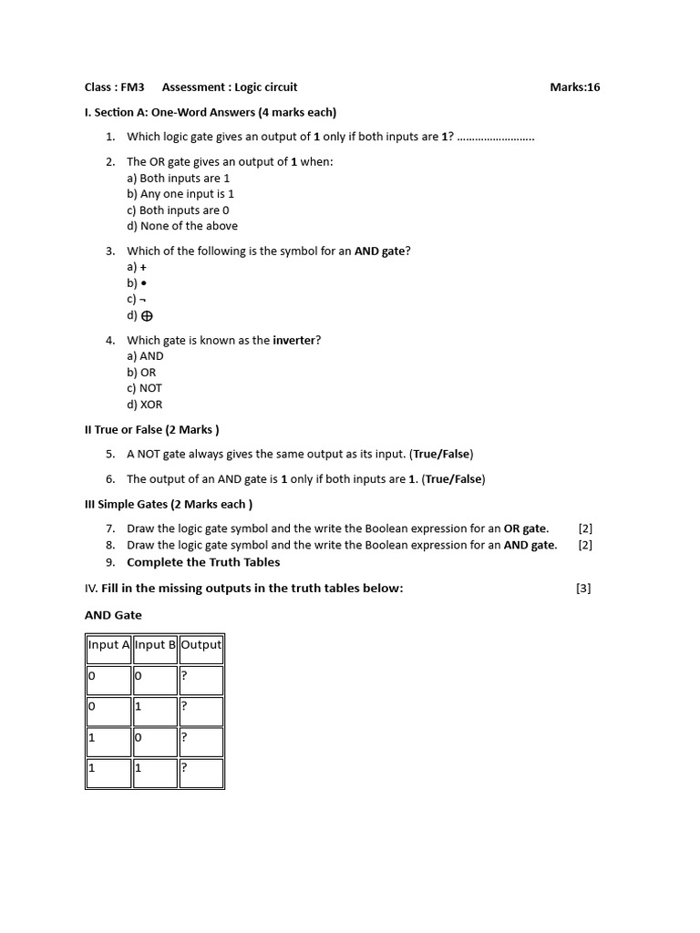 Assessment Worksheet Gates 16 04 25 | PDF