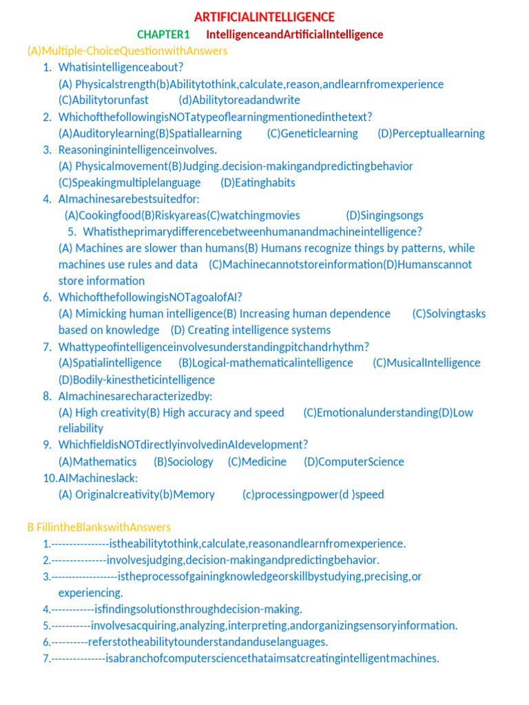 ARTIFICIAL INTELLIGENCE Class 8 | PDF | Input/Output | Computer Hardware