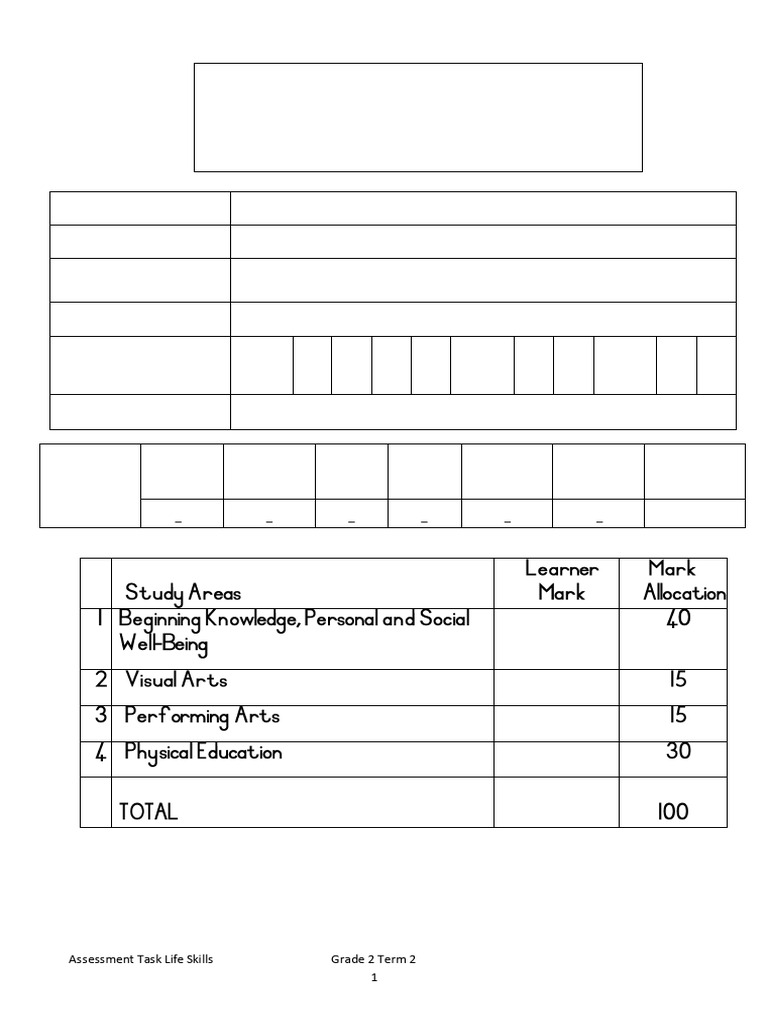Life Skills English Grade 2 Term 2 Assessment Task 2024 | PDF