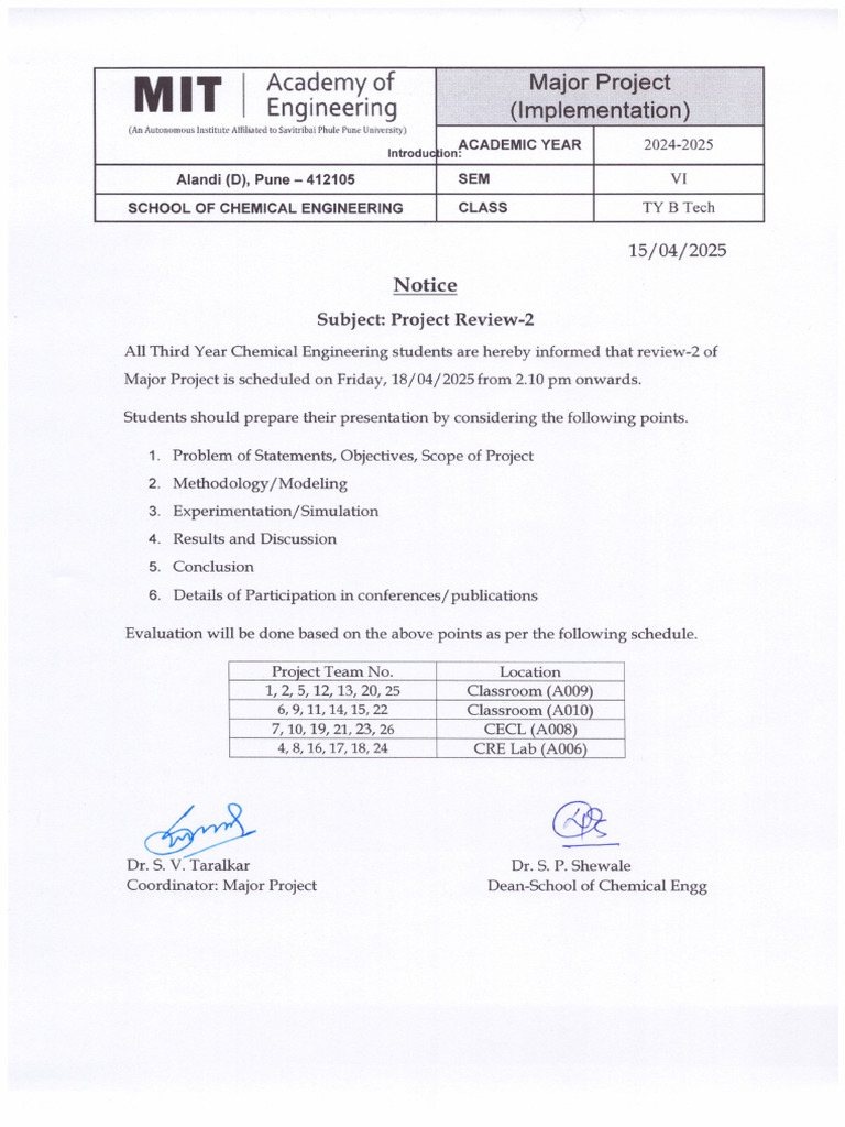 Notice-Major Project-Review-II | PDF