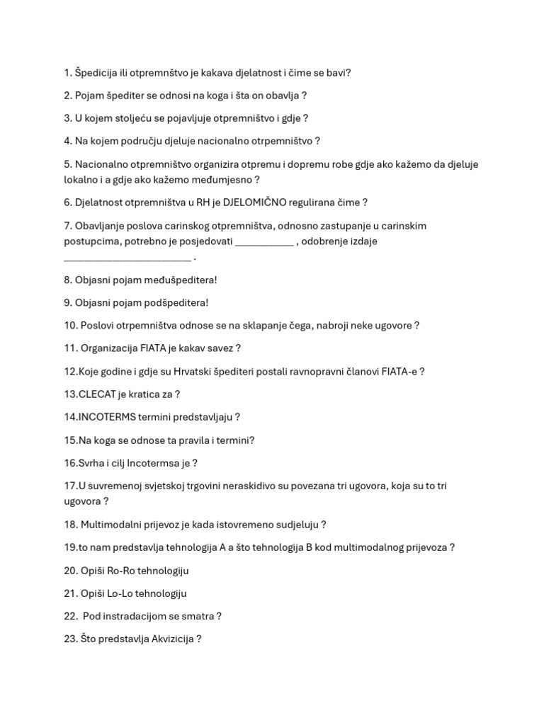 Pitanja Za Prvi Ispit | PDF