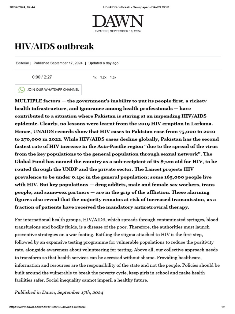 HIV_AIDS outbreak - Newspaper - DAWN.COM | PDF | Hiv/Aids | Hiv