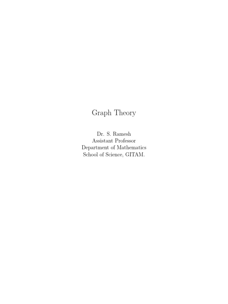 Graph Theory Notes by SR | PDF | Vertex (Graph Theory) | Theorem
