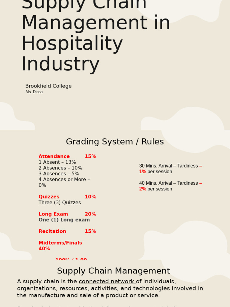 Supply Chain Management in Hospitality | PDF | Supply Chain | Supply ...