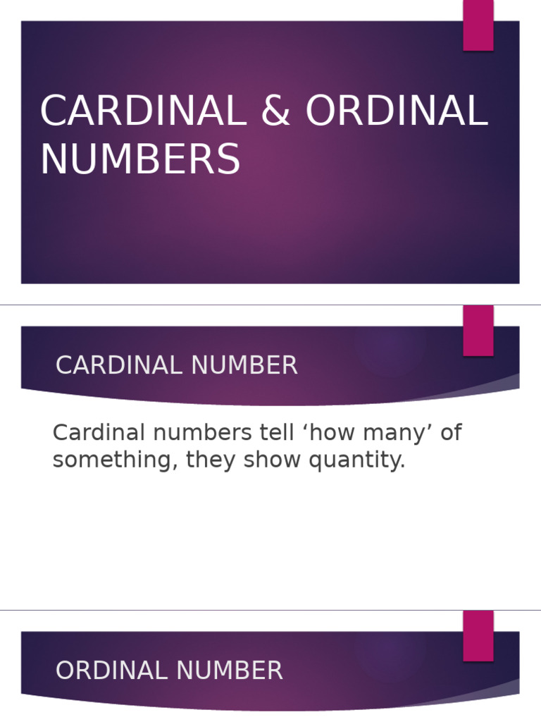 Cardinal & Ordinal Numbers | PDF