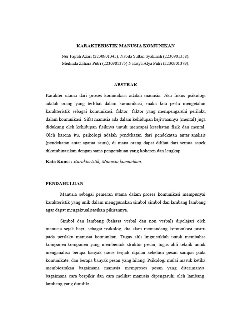 Tema 2 - Karakteristik Manusia Komunikan | PDF