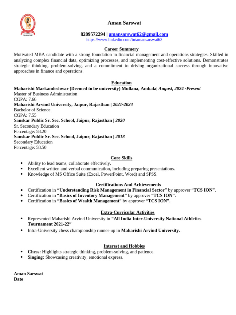 Aman Resume | PDF