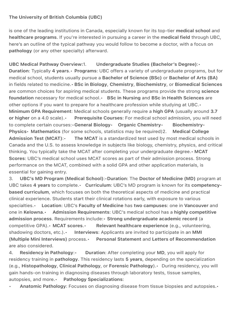 The University of British Columbia (UBC) | PDF | Medical School | Pathology