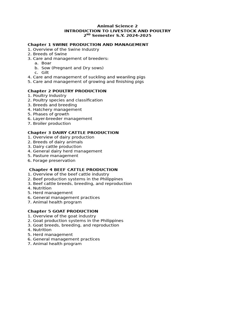 Animal Science 2 Introduction To Livestock and Poultry 1 | PDF