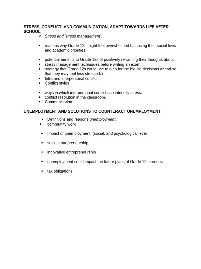 Stress Management and Unemployment Solutions | PDF