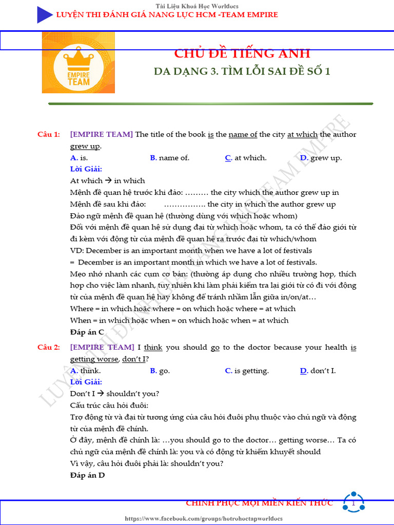 CH TI NG Anh: DAD NG 3. I Sai S 1 | PDF