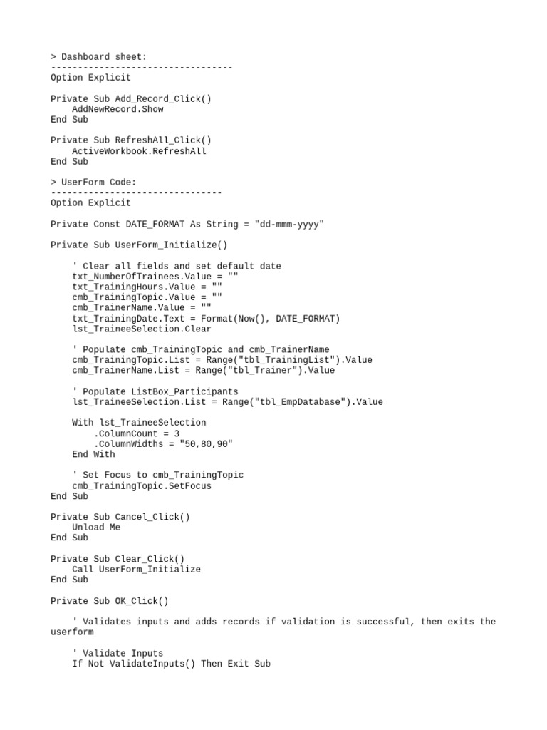 LEARNING & DEVELOPMENT INSIGHTS - VBA Code | PDF | Function (Mathematics) | Programming Paradigms