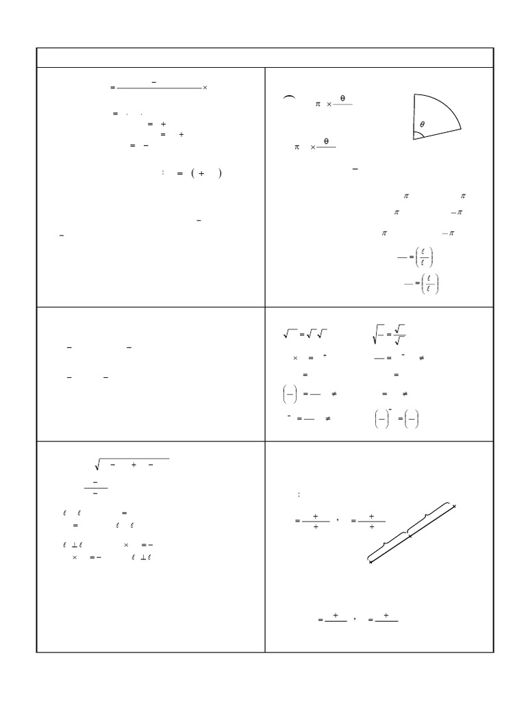 Essential Maths Formulas Guide | PDF | Area | Triangle