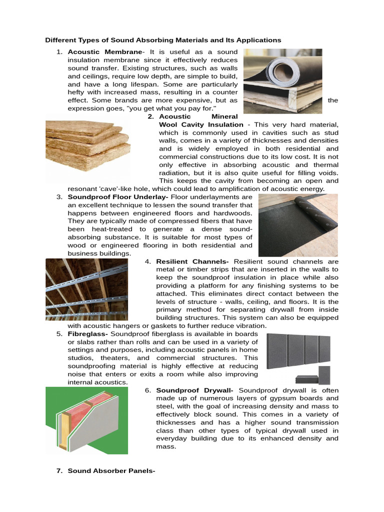 Different Types of Sound Absorbing Materials and Its Applications | PDF ...