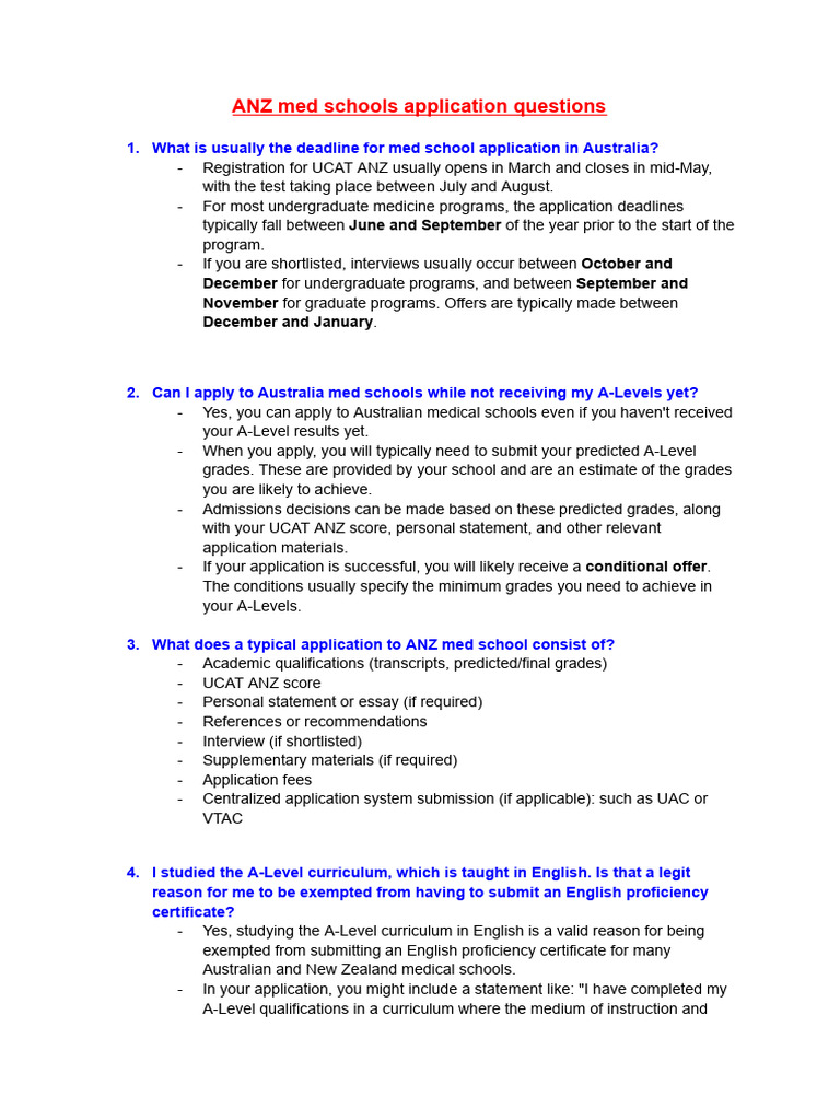 ANZ Med School Application | PDF | Medical School | University And ...
