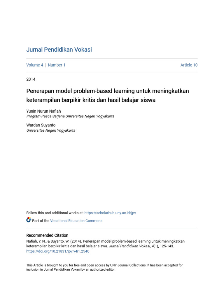 Penerapan Model Problem-based Learning Untuk Meningkatkan Keteram | PDF