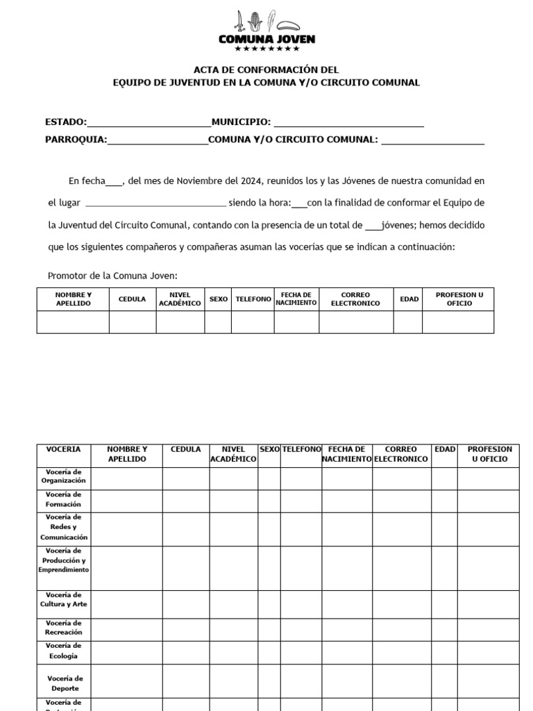 5 - Acta de Equipo Comuna o Circuito Comunal - 111325 | PDF