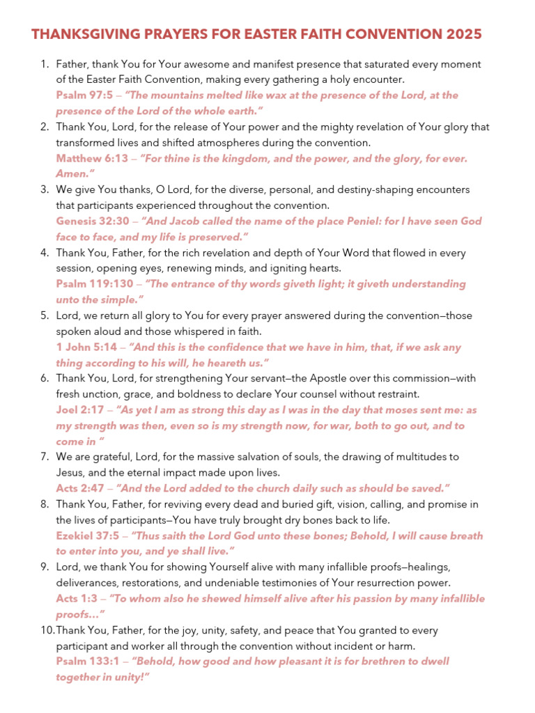 Easter Faith Convention 2025 Prayers | PDF | Glory (Religion ...