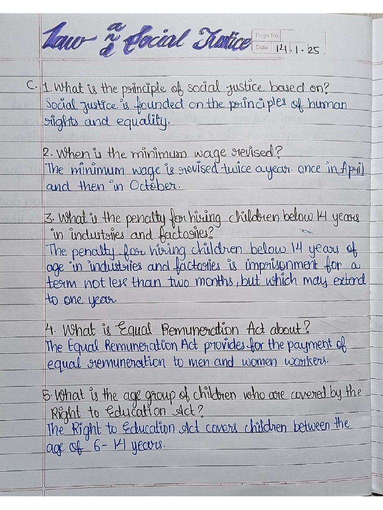 Civics Notes - Law and Social Justice | PDF