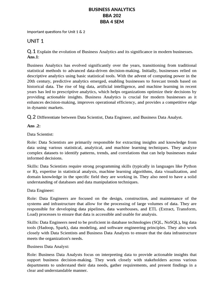 Business Analytics Overview and Careers | PDF | Analytics | Data Science