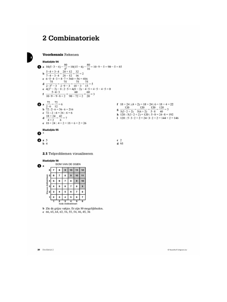 Combinatoriek_Uitwerkingen | PDF