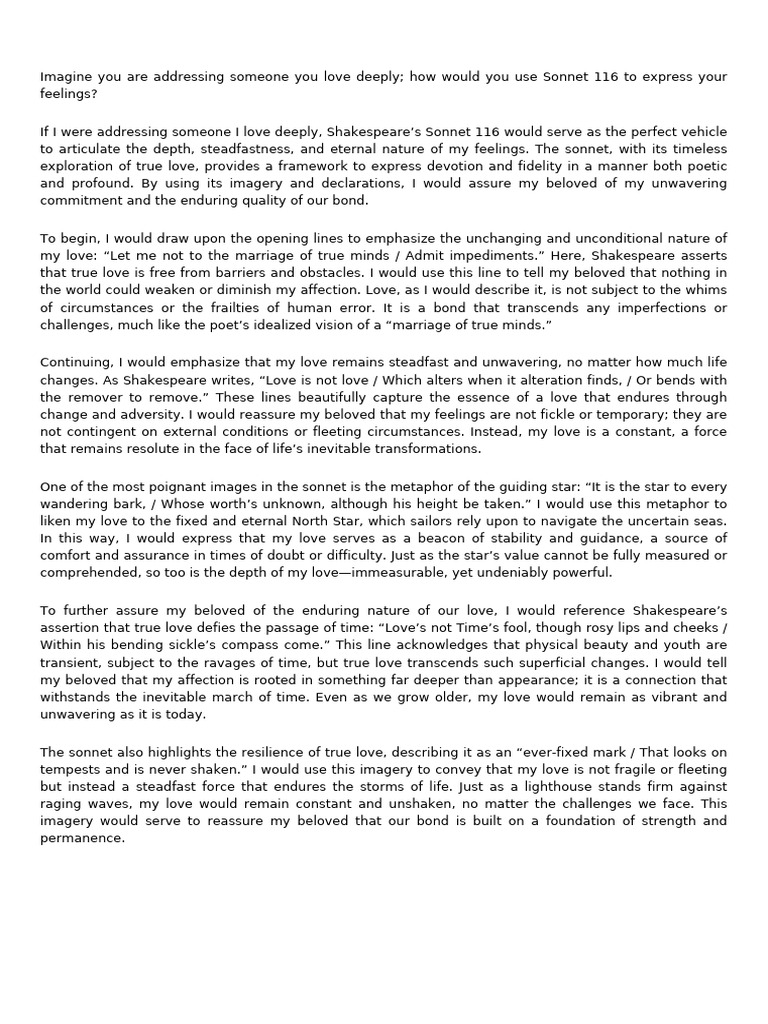 Sonnet_116_Love_Letter_One_Page | PDF | Love | Sonnets