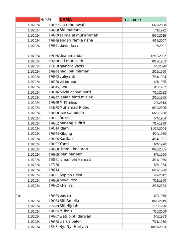Daftar Pasien 2024 (File Ikhwan) | PDF