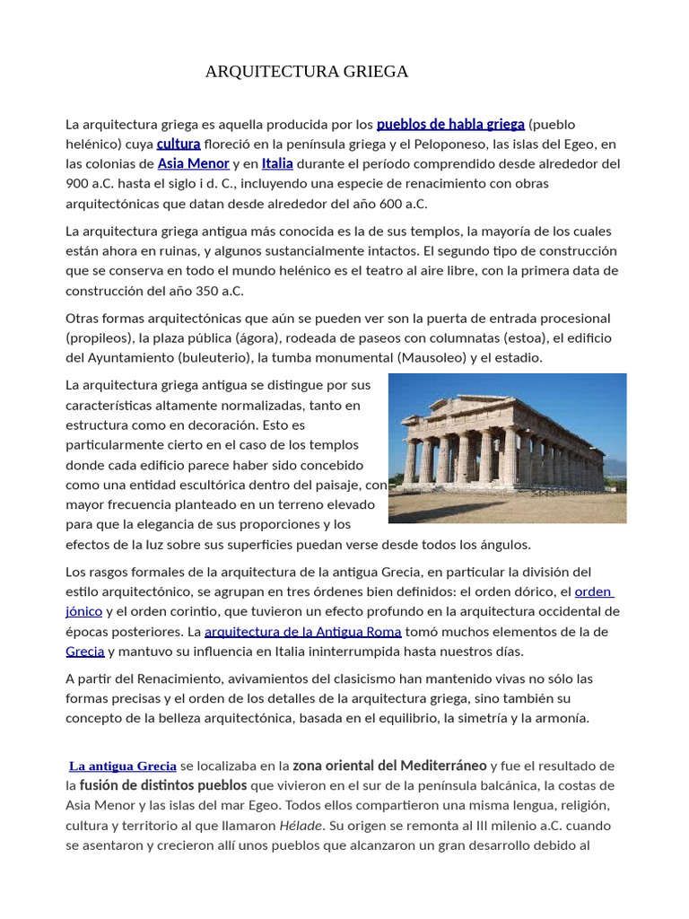 Arquitectura Griega | PDF | Antigua Grecia | Escultura