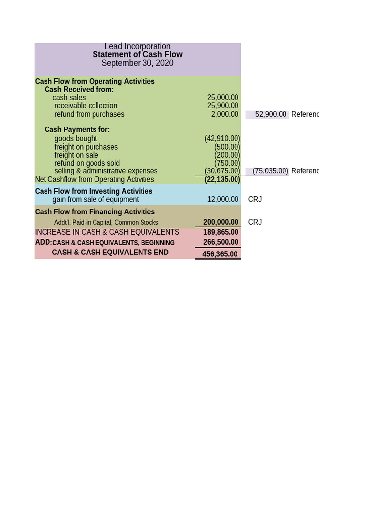 Statement of Cashflow-Lead Incorp. | PDF | Receipt | Cash