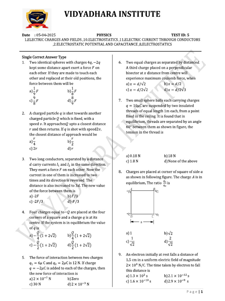 DPP Electrostatics | PDF