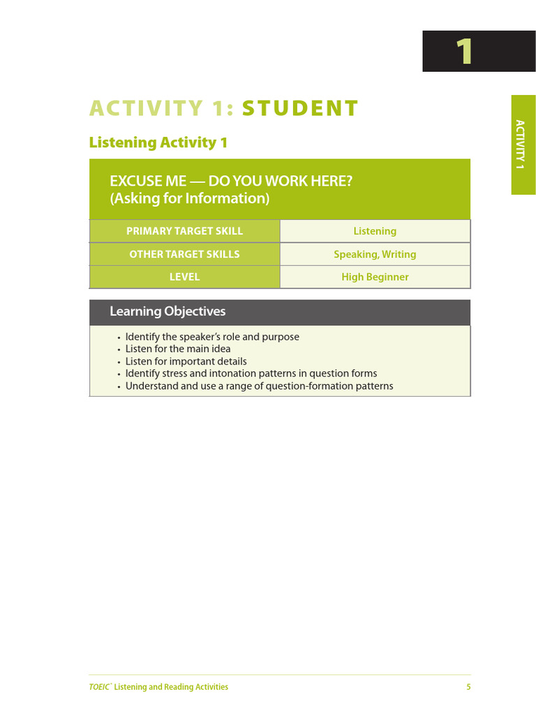 Listening Activity (Students) 1 | PDF | Question