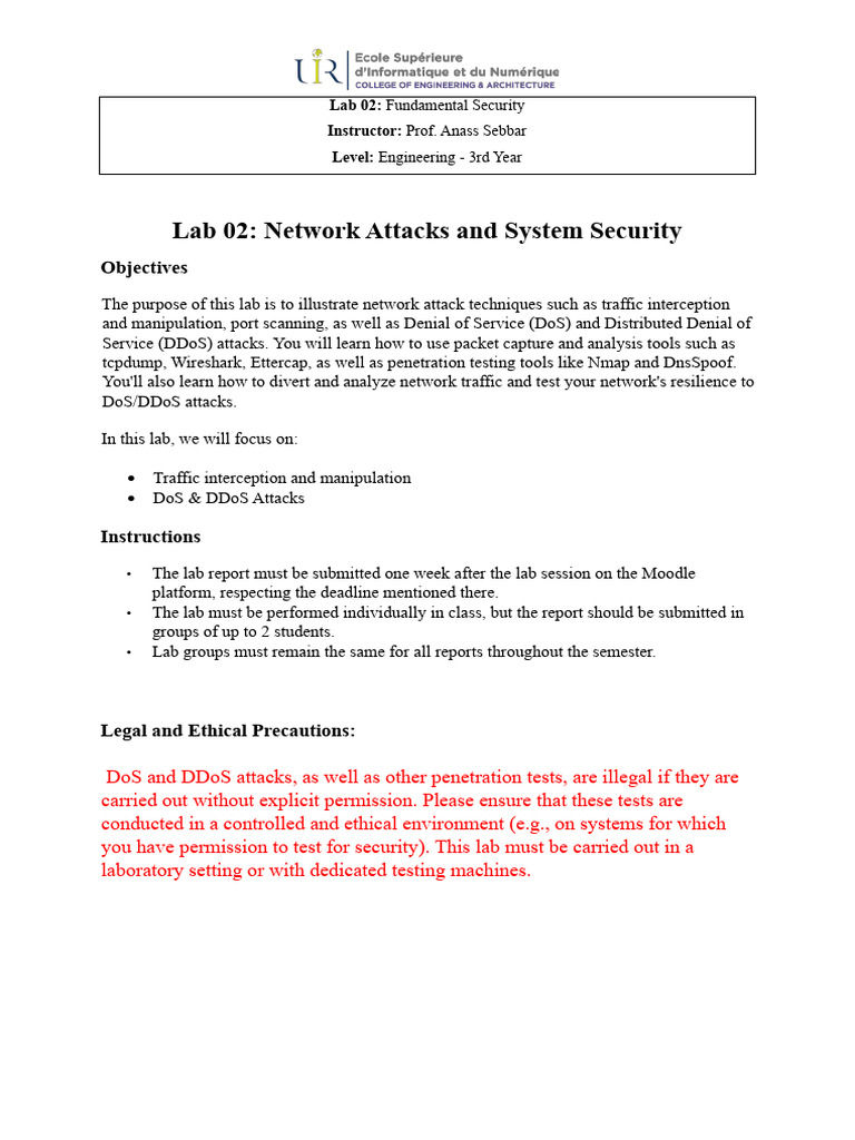 Lab 2 Fundamental Security | PDF | Denial Of Service Attack | Port (Computer Networking)