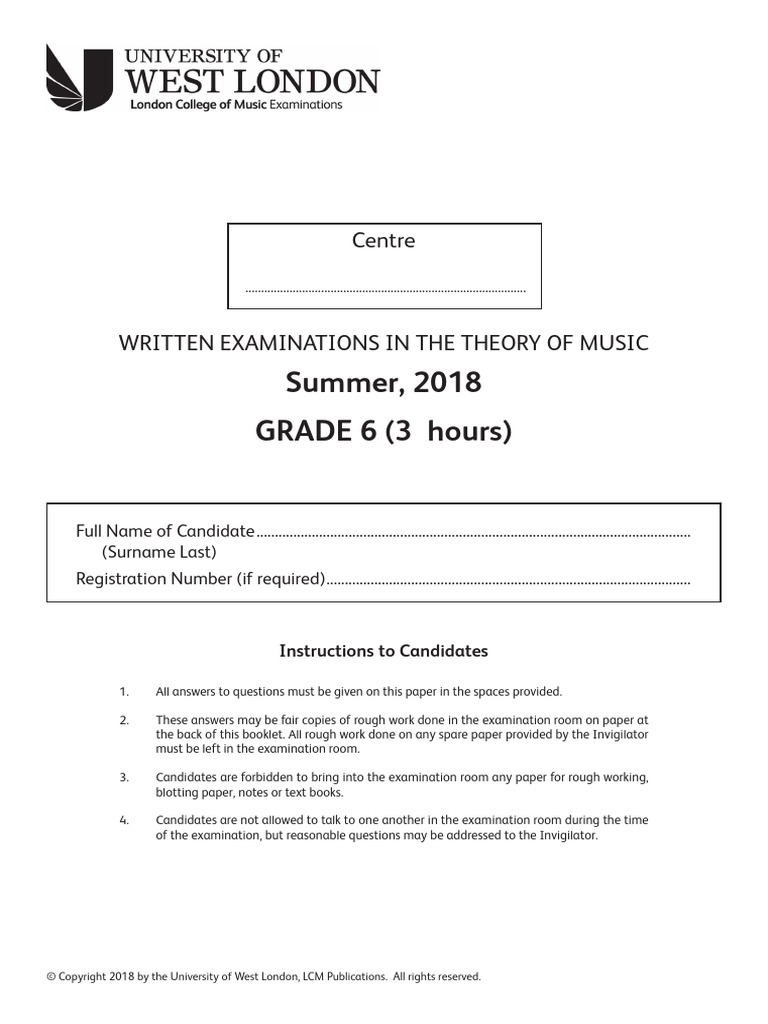 LCM Theory 2018 Summer Grade6 | PDF | Harmony | Musicology