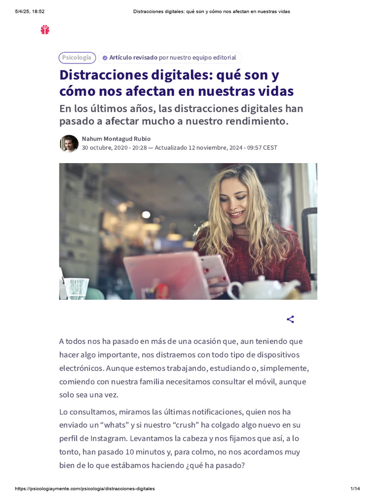 Impacto de las distracciones digitales | PDF | Telefonía móvil | Internet