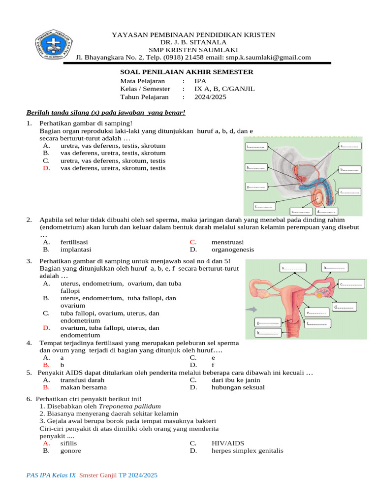 SOAL PAS kls 9 Gjl 24-25 | PDF