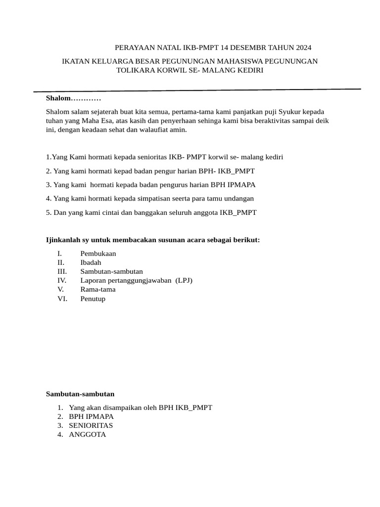 susunan random acara IKB (2) | PDF
