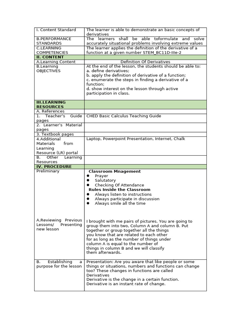 Basic Calculus Grade 11 Derivitives | PDF | Derivative | Learning