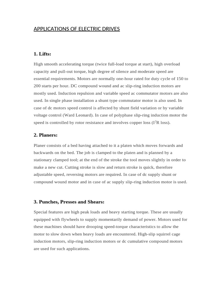 Applications of Electric Drives | PDF | Electric Motor | Pump