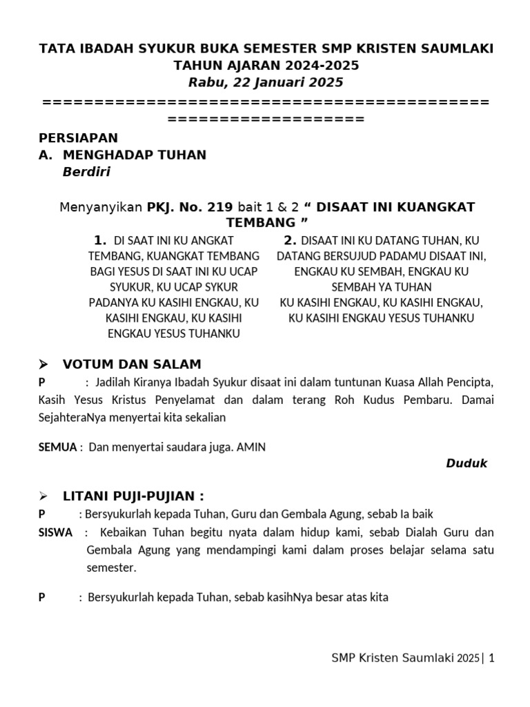 tata ibadah buka usbu spiker januari 2025 | PDF