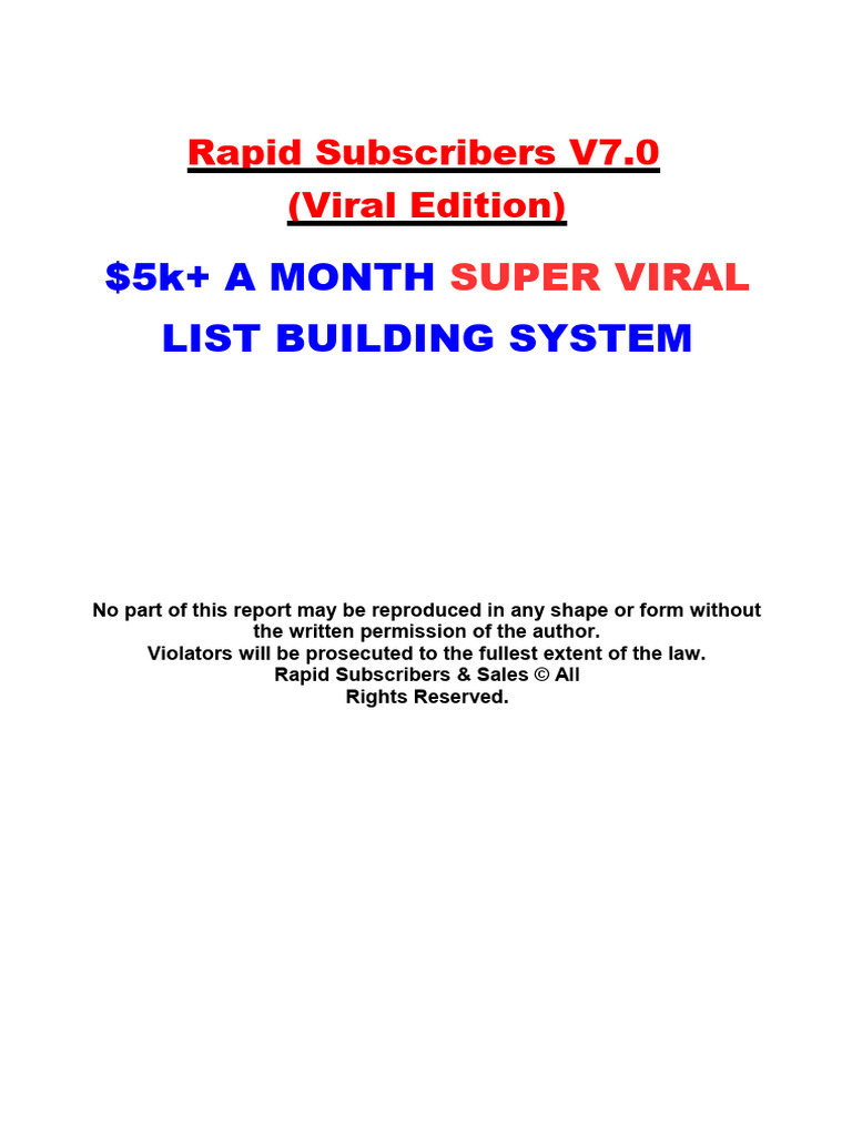 RS V7.1 $5k+ A MONTH SUPER VIRAL LIST SYSTEM | PDF | Internet Forum