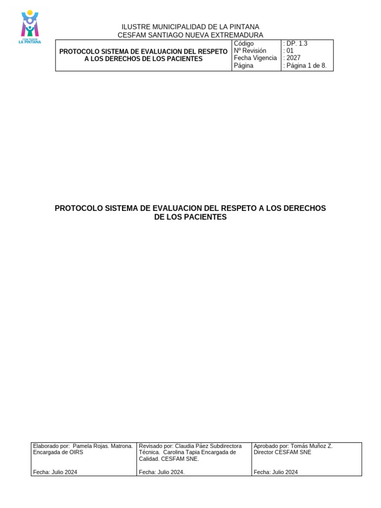 DP 1.3 - Protocolo Sistema de Evaluacion Del Respeto A Los Derechos de Los | PDF | Metodología ...