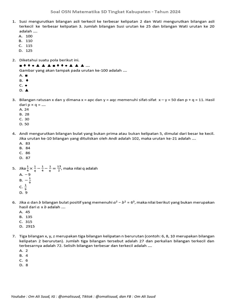 Osn-K MTK SD 2024 | PDF