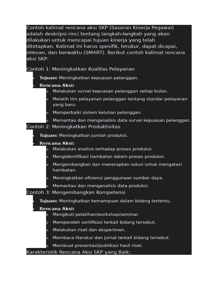 Contoh Rencana Aksi | PDF