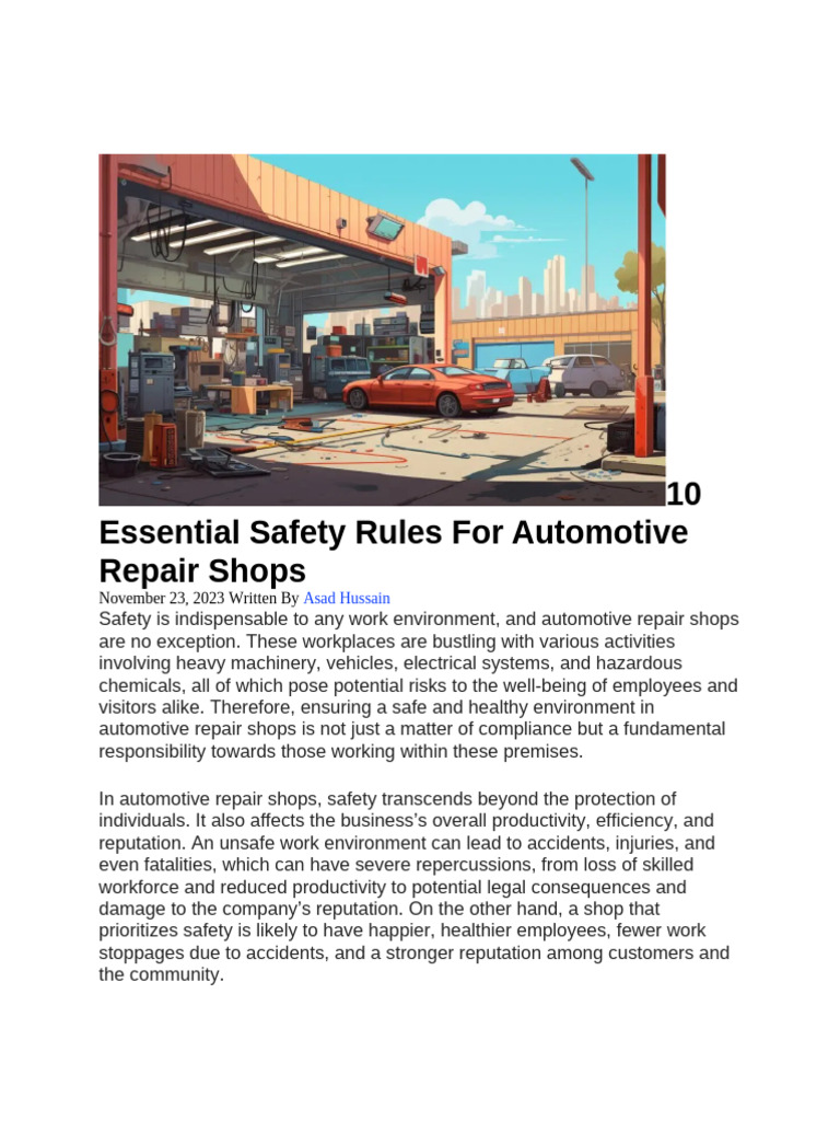 Essential Safety Rules for Auto Shops | PDF | Personal Protective ...