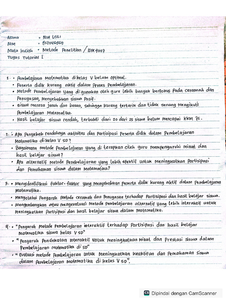 Tugas Tutorial 1 Metode Penelitian | PDF