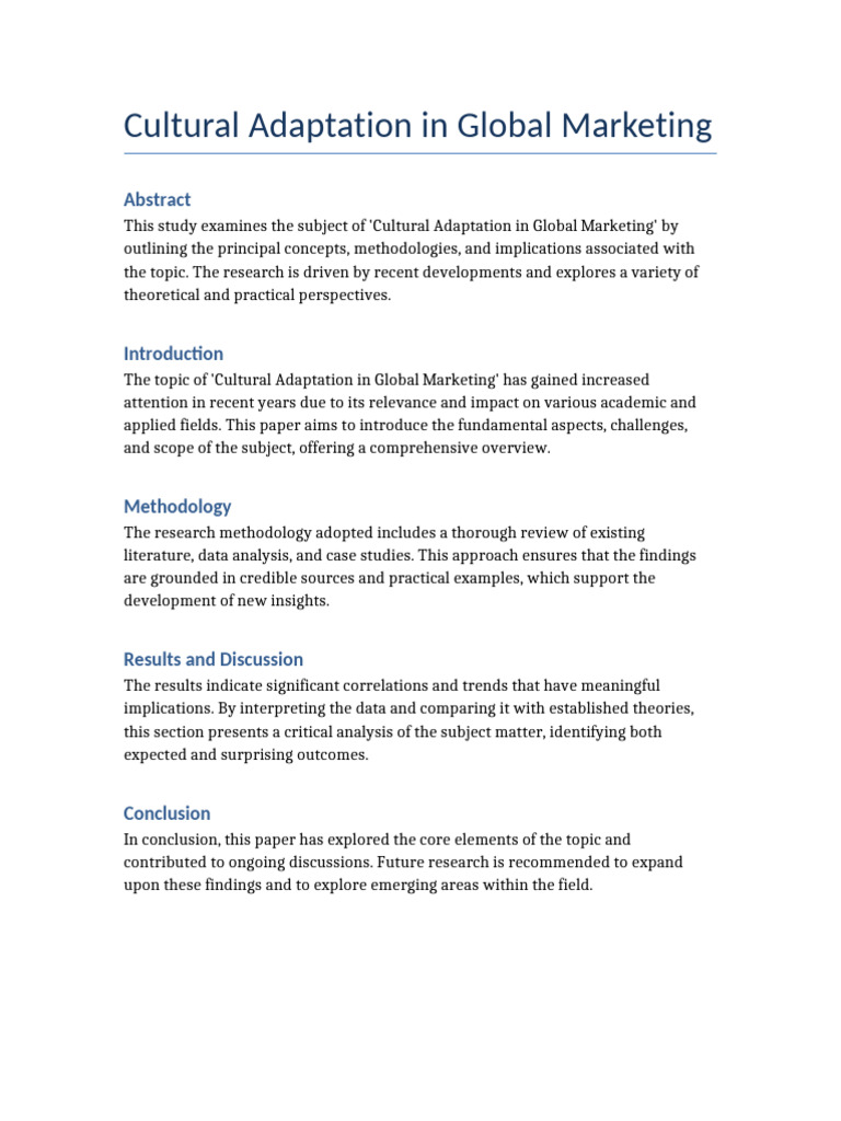 Cultural Adaptation in Global Marketing | PDF