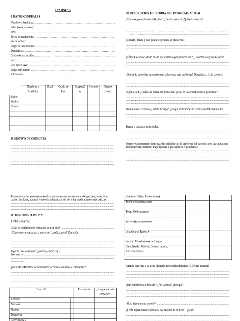 Anamnesis: Datos y Problemas del Paciente | PDF | El embarazo | Parto
