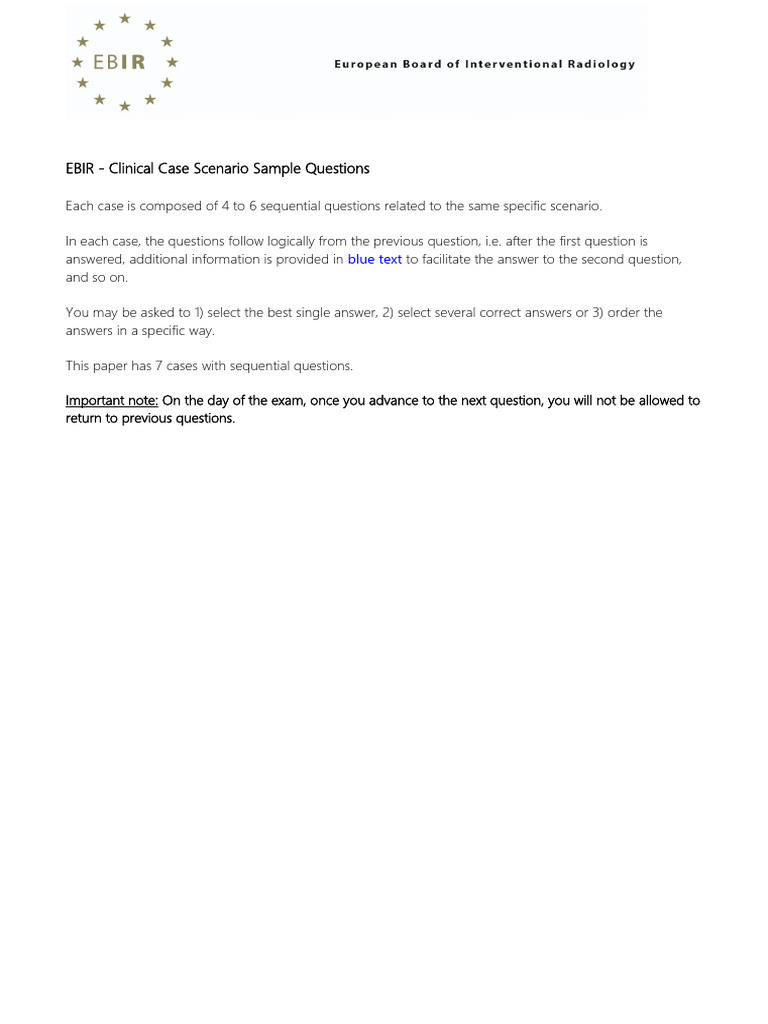 EBIR Clinical Case Scenario Questions | PDF | Cirrhosis | Medical ...