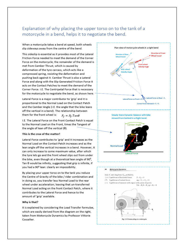 Lowering Upper Body On To The Tank Improves Cornering 1 | PDF | Force | Mechanics
