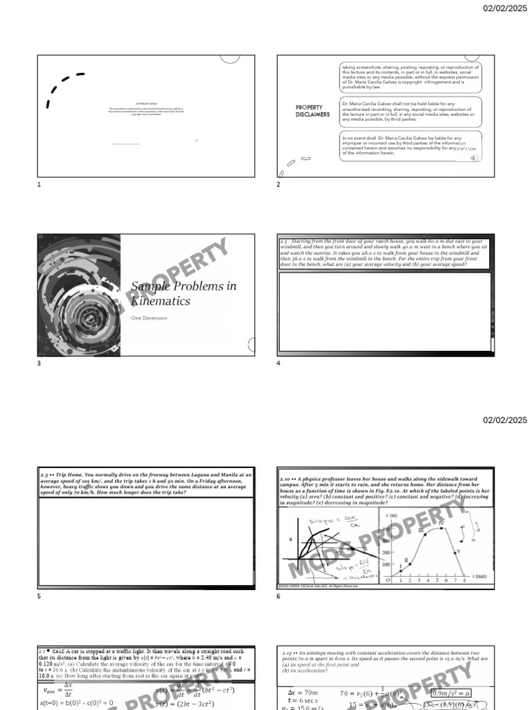 Sample Problems in Kinematics With Note | PDF | Mechanics | Motion ...